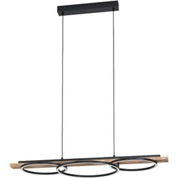 Eglo H&auml;ngeleuchte &raquo;BOYAL&laquo; LED-Modul 1 Stk. Warmwei&szlig; 110 x 40 x 101 cm, Pinienholz-Balken, per Wand-Drehdimmer dimmbar schwarz H: 110cm, 1 Stk.