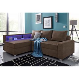 Collection AB Ecksofa &raquo;Relax L-Form, B: 223 cm&laquo; Schlaffunktion, Bettkasten, Regal & 1 Zierkissen, optional Licht braun Zierkissen: 100%Polyester;