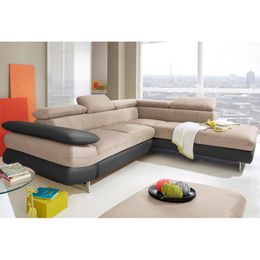 COTTA Ecksofa &raquo;Solution L-Form, Design Sofa, bequeme Wellenunterfederung, Design Fu&szlig;&laquo; mit Arm- & Kopfteilverstellung, wahlweise mit Schlaffunktion 