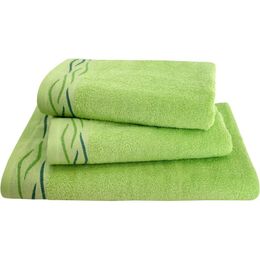 Dyckhoff Handtuch Set &raquo;Wave&laquo; Set 3 Stk. Frottier mit Jacquard-Bord&uuml;re;4 Handt&uuml;cher (50x100cm), 2 Duscht&uuml;cher (70x140cm) gr&uuml;n Frottier, Obermaterial: 100% 