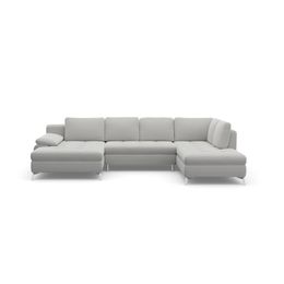 Sit & More sit&more Wohnlandschaft &raquo;Latigo U-Form&laquo; mit Recamiere, wahlweise mit Schlaffunktion und Bettkasten silber B/H/T: 326cm x 201cm, Struktur, Recamiere 