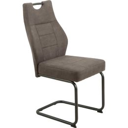 Hela Esszimmerstuhl &raquo;Linda S Schwingstuhl&laquo; (Set) 1 Stk.mit Taschenfederkern Sitz, mit 140KG belastbar, Freischwinger grau Metall, Polyester, Stoff B/H