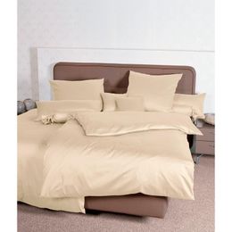 Janine Bettw&auml;sche &raquo;Colors&laquo; 2 Stk. feinf&auml;dige uni Bettw&auml;sche f&uuml;r alle Jahreszeiten, Markenrei&szlig;verschluss beige Mako-Satin, Obermaterial: 100% Baumwolle B/L: 