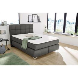 Jockenh&ouml;fer Boxspringbett &raquo;Bea&laquo; mit Kaltschaum-Topper grau Bettgestell und seitliche Einfassung der Matratzen: Feinstrukturstoff (100% Polyester);Topper: 100% 