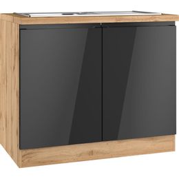 KOCHSTATION Sp&uuml;lenschrank &raquo;KS-Virginia,neu in verbesserter Ausf&uuml;hrung&laquo; Stauraum, Softclose, ohne Armatur, Breite 100 cm, inklusive Einbausp&uuml;le, Soft-