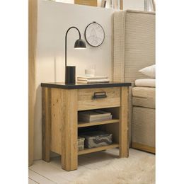 Home Affaire Nachtkommode &raquo;SHERWOOD&laquo; mit Apothekergriff aus Metall, Schubkasten "Soft close", Breite 60 cm braun B/H/T: 60cm x 61cm x 39cm, 1 Stk.
