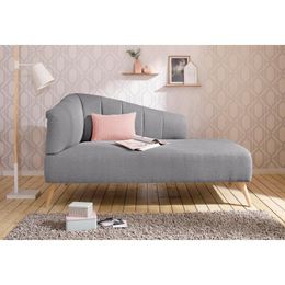 OTTO home Recamiere &raquo;Lucy, Chaiselonge mit Massivholzf&uuml;&szlig;en und Steppung,&laquo; Armlehne links und rechts bestellbar grau Struktur fein( 100% Polyester) B/H