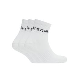 G-Star Raw G-Star Herren G-STAR Kurzsocken &raquo;GROVE, 3 PACK ANKLE SPORTS SOCKS&laquo; Packung, 3 Paar tlg. mit Logo-Jacquard wei&szlig; 44-47