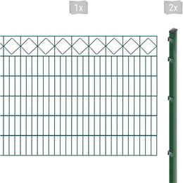 Arvotec Doppelstabmattenzaun &raquo;EXCLUSIVE 120 zum Einbetonieren "Karo" mit Zierleiste&laquo; Zaunh&ouml;he 120 cm, Zaunl&auml;nge 2 - 60 m gr&uuml;n Kunststoff, Stahl H/L: 120cm x 