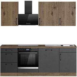 Wiho-K&uuml;chen wiho K&uuml;chen K&uuml;chenzeile &raquo;Elba&laquo; wahlweise mit Hanseatic E-Ger&auml;ten, Breite 220 cm schwarz B/H/T: 220cm x 60cm, ohne E-Ger&auml;te