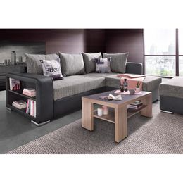 Collection AB Ecksofa &raquo;John L-Form, B: 226 cm&laquo; Schlaffunktion, Bettkasten, Regalelement & 2 Zierkissen, Federkern schwarz Zierkissen: 100% Polyester;