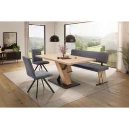massivline&more Essgruppe &raquo;SK Kota&laquo; 4 tlg. grau Holzwerkstoff, Metall, Stoff B/H/T: 160cm x 87cm x 59cm, Samtoptik, braun/mittelgrau