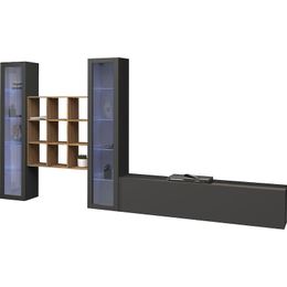 Home Affaire Wohnwand &raquo;Maruska&laquo; 1 Stk. tlg. grau Holzwerkstoff B/H/T: 350cmcm x 180cmcm x 30cmcm