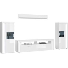 Home Affaire Wohnwand &raquo;Viborg, 4-teiliges Set, inkl. vertikaler Frontbeleuchtung, best. aus:&laquo; 4 Stk. tlg. wei&szlig; B/H/T: 351cmcm x 202cmcm x 46cmcm
