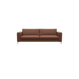 FLEXLUX 3-Sitzer &raquo;Fiore, super Sitzkomfort durch Kaltschaum im Sitz&laquo; breite Armlehnen, F&uuml;&szlig;e Alu+ Eiche braun 100% Echteder B/H/T: 229cm x 85cm x 92cm,