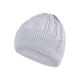 Sterntaler Strickm&uuml;tze Zopfmuster in silber mel. | Gr.: 57 cm