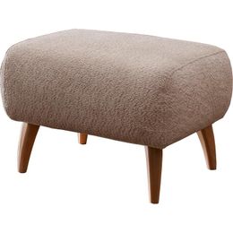 Home Affaire Hocker &raquo;Baggio&laquo; mit Holzf&uuml;&szlig;en beige 100% Polyester B/H/T: 63cm x 45cm x 63cm, Luxus-Microfaser weich