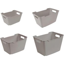 keeeper Aufbewahrungskorb &raquo;lotta&laquo; 1,8 l - 20 l, hochwertiger Kunststoff grau Polypropylen 4 Stk.