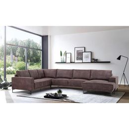 OTTO home Wohnlandschaft &raquo;OLAND Luxus-Microfaser U-Form, XXL, B: 342 cm, Skandi-Design&laquo; Skandi-Design in Struktur, Flachgewebe, Luxus-Microfaser, 