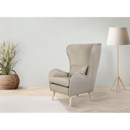 Home Affaire Sessel &raquo;Charles Ohrensessel&laquo; gro&szlig; und gem&uuml;tlich in modernem Design beige 100% Polyester Struktur grob, B/H/T: 78cm x 118cm x 94cm