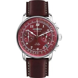 Zeppelin Herren Zeppelin Chronograph &raquo;LZ 126 Los Angeles&laquo; Armbanduhr, Quarzuhr, Herrenuhr, Datum, Stoppfunktion, Made in Germany rot Einheitsgr&ouml;&szlig;e