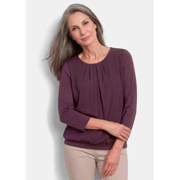 GOLDNER Chiffon-Shirt mit 3/4-Arm, Rundhals in aubergine | Gr.: 38