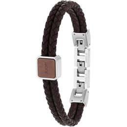 JOOP! Herren JOOP! Lederarmband &raquo;2038036&laquo; braun 21,5cm, Edelstahl Leder