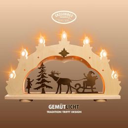 Weigla LED Schwibbogen &raquo;Weihnachtsmann auf Schlitten, Lichterbogen, Holz, Made in Germany&laquo; 1 Stk. Erzgebirge garantiert, Weihnachtsdeko Innen, 