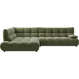 Home Affaire Ecksofa &raquo;Cozy Bubble, mit klappbarer Armlehne, Breite 324 cm&laquo; mit eleganter Steppung, Rundumbezug & weicher Polsterung gr&uuml;n 100% 