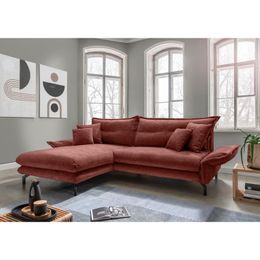 Home Affaire Ecksofa &raquo;Lazio modern und bequem, schmale Armlehnen, tolle Detailverarbeitung&laquo; Armlehnen verstellbar rot B/H/T: 255cm x 94cm x 180cm, 