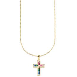 Bruno Banani Herren Kette mit Anh&auml;nger &raquo;Schmuck Geschenk Silber 925 Halsschmuck Halskette Regenbogen Kreuz&laquo; mit Zirkonia (synth.) gold Silber 925 (