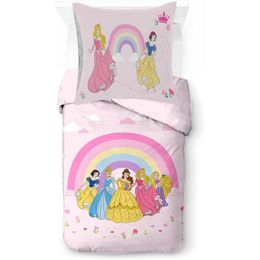 Disney Kinderbettw&auml;sche &raquo; Princess Rainbow&laquo; 2 100% Baumwolle bunt Linon, Obermaterial: 100% Baumwolle B/L: 135cm x 200cm, 1 Stk., 1 Stk., Linon, B/L: 80cm x 