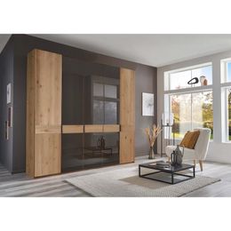 Wiemann Kleiderschrank &raquo;Cardiff&laquo; inkl. T&uuml;rd&auml;mpfung braun Floatglas, Hartfaserplatte, Holzwerkstoff, Massivholz Bianco-Eiche-Nachbildung, B/H/T: 