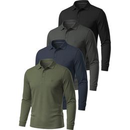 Normani 4er Set Herren Langarm Poloshirt Lyroe in Schwarz/Anthrazit/Navy/Oliv | Gr.: XXL