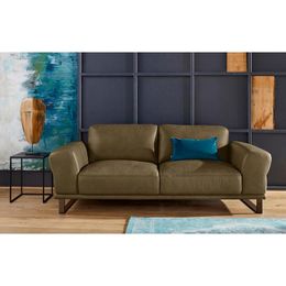 W.Schillig 2,5-Sitzer &raquo;montanaa&laquo; mit Metallkufen in Bronze pulverbeschichtet, Breite 212 cm gr&uuml;n B/H/T: 212cm x 78cm x 94cm, Longlife Xtra-Leder Z69