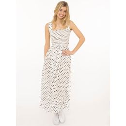 Zwillingsherz Damen Maxikleid &raquo;"Classic Dots"&laquo; Ohne Taschen kn&ouml;chellang, breite Tr&auml;ger, mit Punkten, elastisches Oberteil schwarz-wei&szlig; L/XL, N-Gr