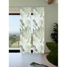 Vision S Schiebegardine &raquo;SANJA&laquo; Paneelwagen 2 Stk. tlg. Schiebevorhang,Bambusoptik,Digitaldruck,SET gr&uuml;n Polyester 260cm, Paneelwagen, 60cm