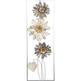 HOFMANN LIVING AND MORE Wanddekoobjekt &raquo;Wanddekoration&laquo; Blumen aus Metall, silber silber Metall B/H/T: 31cm x 90cm x 5cm