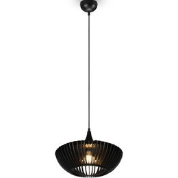 Trio Leuchten Pendelleuchte &raquo;Colino&laquo; E27 1 Stk. warmwei&szlig; - kaltwei&szlig; H&auml;ngelampe mit Holzschirm &Oslash;40cm h&ouml;henverstellbar bis 150cm, exkl 1xE27 schwarz 1, 