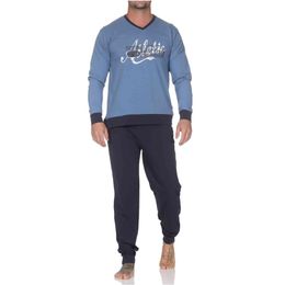 Normann Schlafanzug langarm Frontprint in hellblau | Gr.: 58