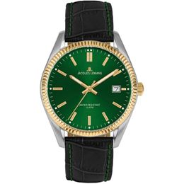 Jacques Lemans Damen Quarzuhr &raquo;Derby&laquo; Armbanduhr, Damenuhr, analog, Datum, Lederarmband schwarz Einheitsgr&ouml;&szlig;e