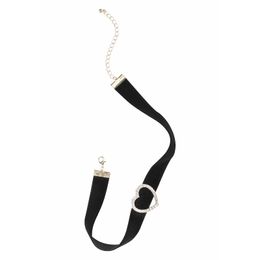 Firetti Damen Choker &raquo;aus schwarzem Samt mit Herz Element&laquo; mit Glasstein schwarz Baumwolle Metall Polyurethan, L: 40,5