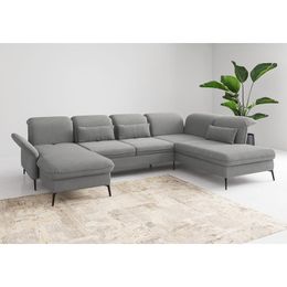 Sit & More sit&more Wohnlandschaft &raquo;Emely, inkl. Sitztiefenverstellung&laquo; wahlweise mit Schlaffunktion,Bettkasten,Kopf- & Armteilverstellung grau 100% Polyester B/