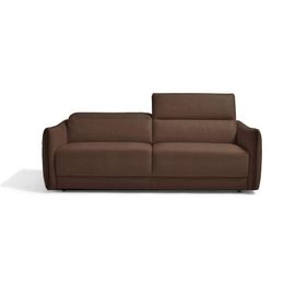 Egoitaliano Schlafsofa &raquo;FOX, Made in Italy-Designsofa mit Dauerschlaffunktion,Breite 216 cm&laquo; Schlafsofa aus Echtleder Bull mit verstellbaren Kopfst&uuml;tzen braun 