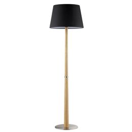 lumiCouture Stehlampe &raquo;Timber&laquo; E27 1 Stk. &Oslash; 40 cm x 141 cm, E27 Fassung, Wippschalter, Holz/Textil, schwarz 1, &Oslash; 40cm H: 141cm, 1 Stk.