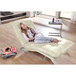 W.Schillig Relaxliege &raquo;daily dreams&laquo; in Waffelkissen-Optik, wahlweise mit Motor, Freischwingergestell beige Stoff S37 (100% Polyester) B/H/T: 75cm x 