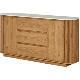 Jahnke Sideboard &raquo;GROOVE SB 160&laquo; 1 Stk. tlg. Sideboard, abgerundet, Marmor-Look, Breite ca. 159,5 cm wei&szlig; Holzwerkstoff B/H/T: 159,5cm x 80,5cm x 39,6cm,