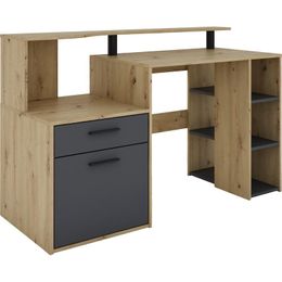 ByLiving Schreibtisch &raquo;Louise&laquo; Breite 140 cm, Regal-Schreibtisch mit viel Stauraum braun B/H/T: 90cm x 89cm x 55cm