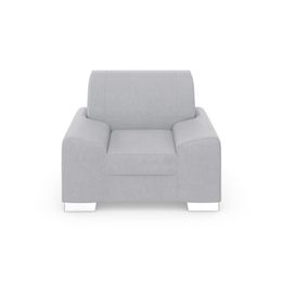 DOMO collection Sessel &raquo;Anzio&laquo; wahlweise mit Federkern silber Feinstruktur, Mit Federkern, B/H/T: 114cm x 85cm x 93cm