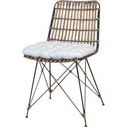 Home Affaire Rattanstuhl () Ma&szlig;e (B/T/H): 45/56/84 cm braun B/H/T: 45cm x 84cm x 56cm,mit Kissenauflage